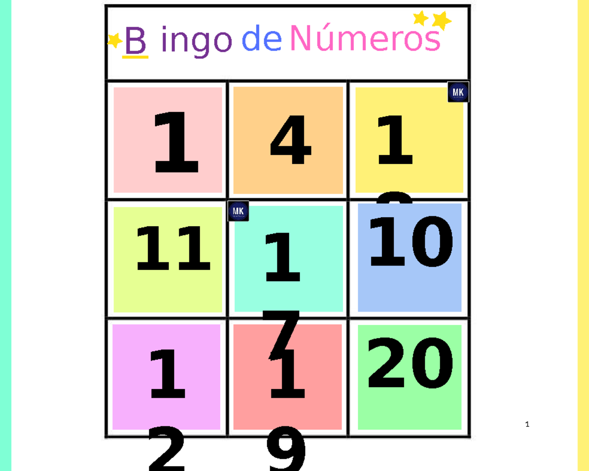 Bingo de numeros - Material didáctico para trabajar los números con ...