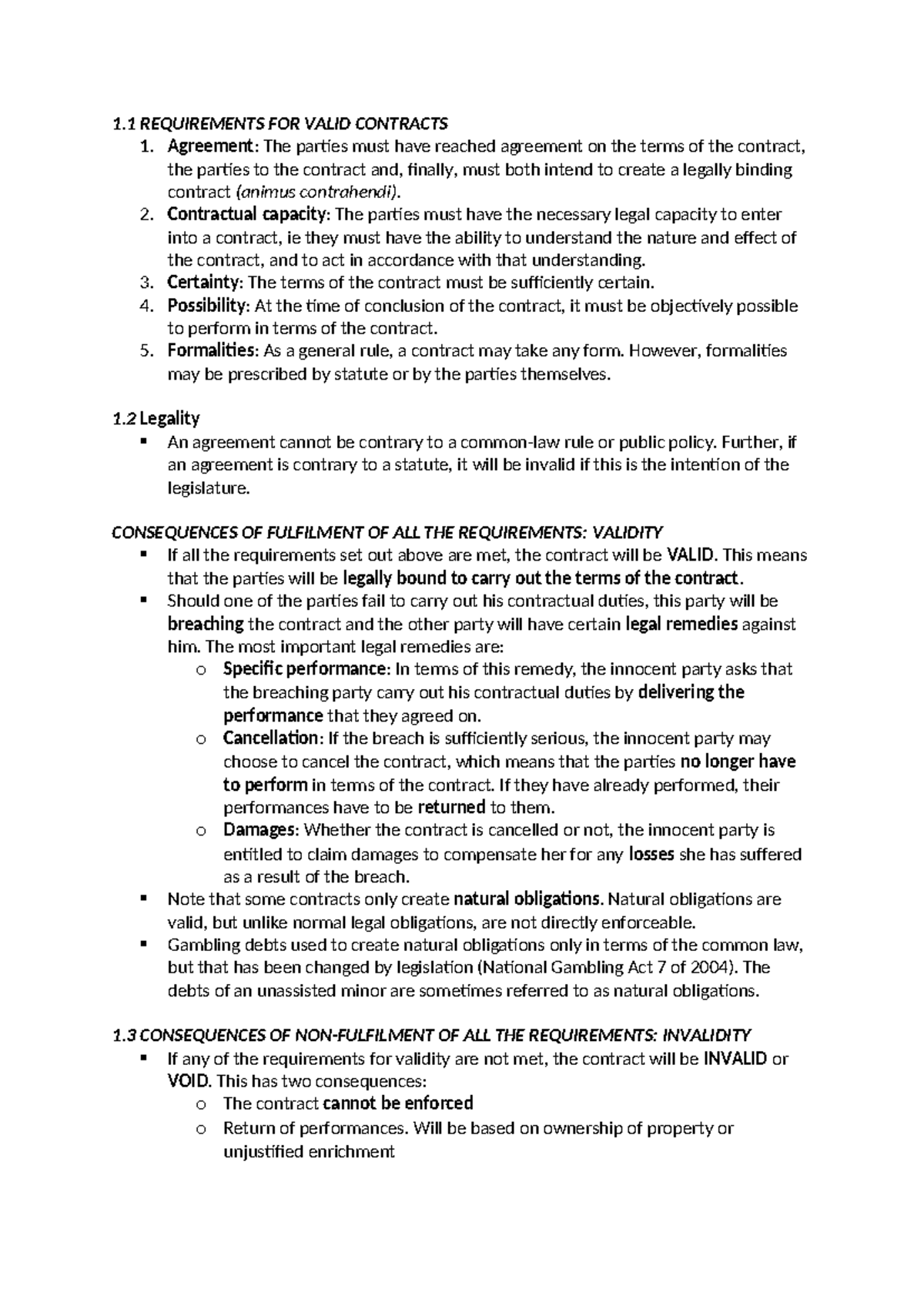 Chapter 3: Requirements for Valid Contracts (LAW 101) - Studocu