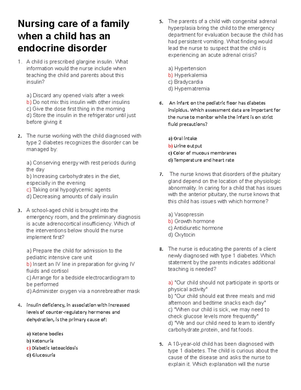 Endocrine disorder - Nursing care of a family when a child has an ...