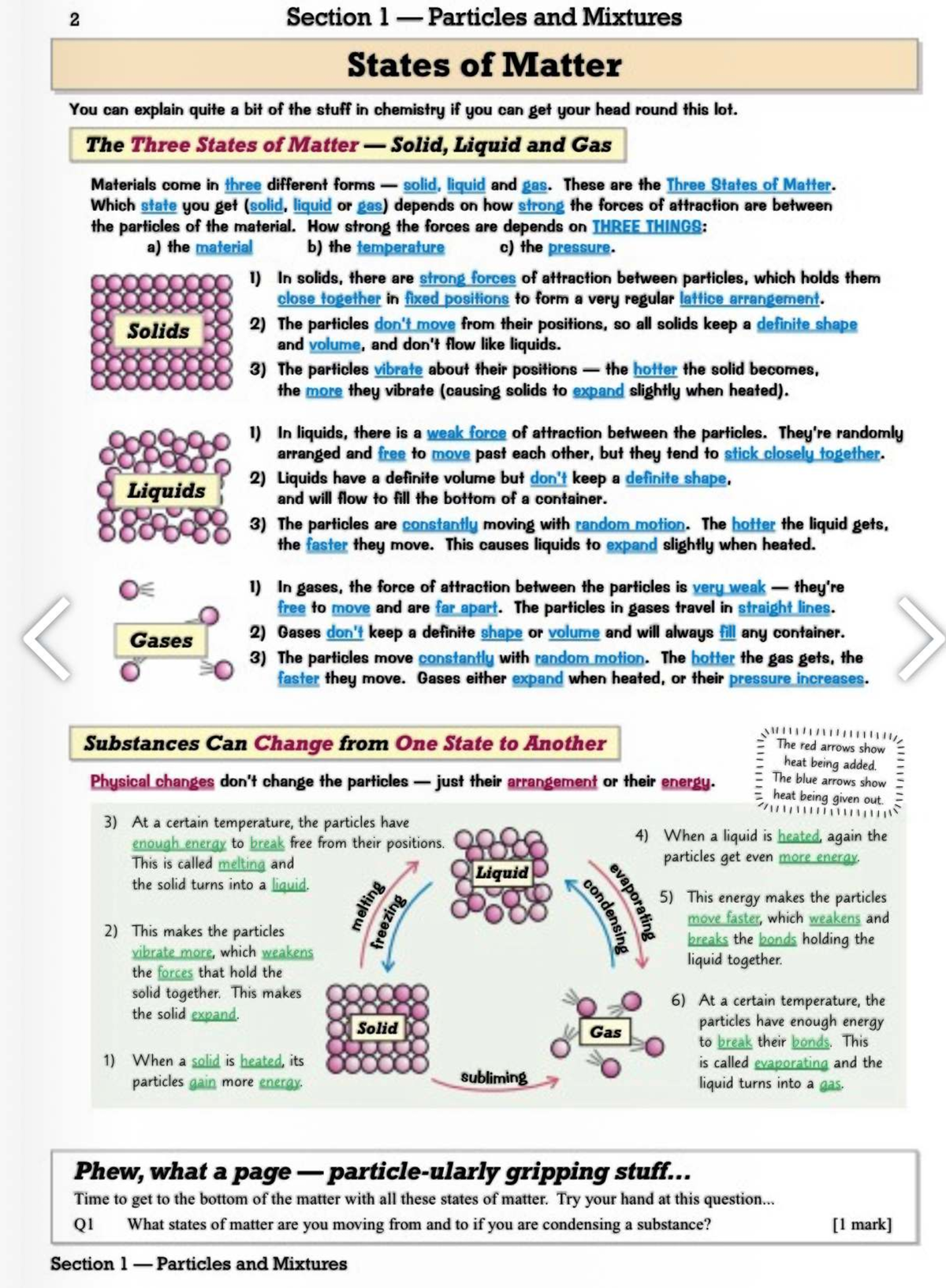 Chemistry Notes: Section 1 - Particles, Mixtures, and States of Matter ...