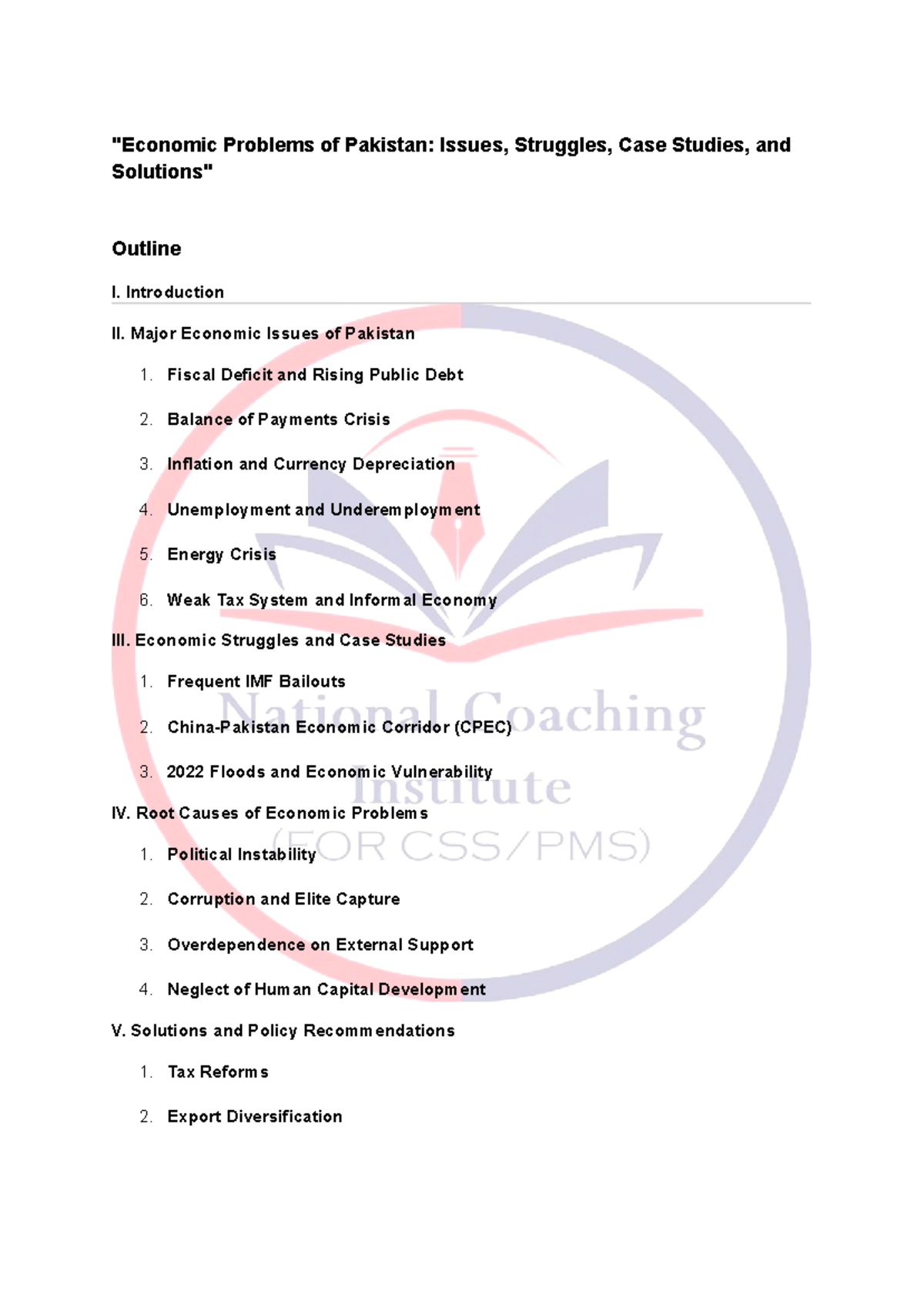 Economic Problems of Pakistan: Issues, Struggles, and Solutions - Studocu