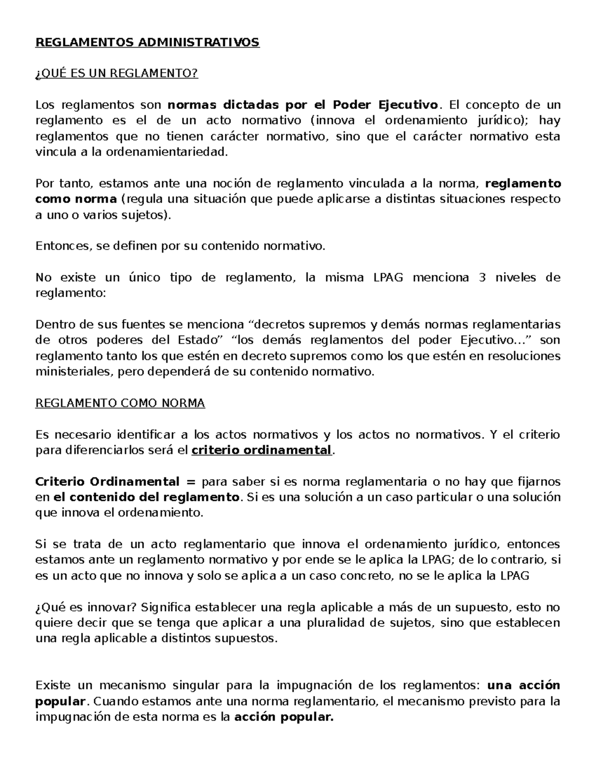 Reglamentos Administrativos: Conceptos y Tipos Esenciales - Studocu