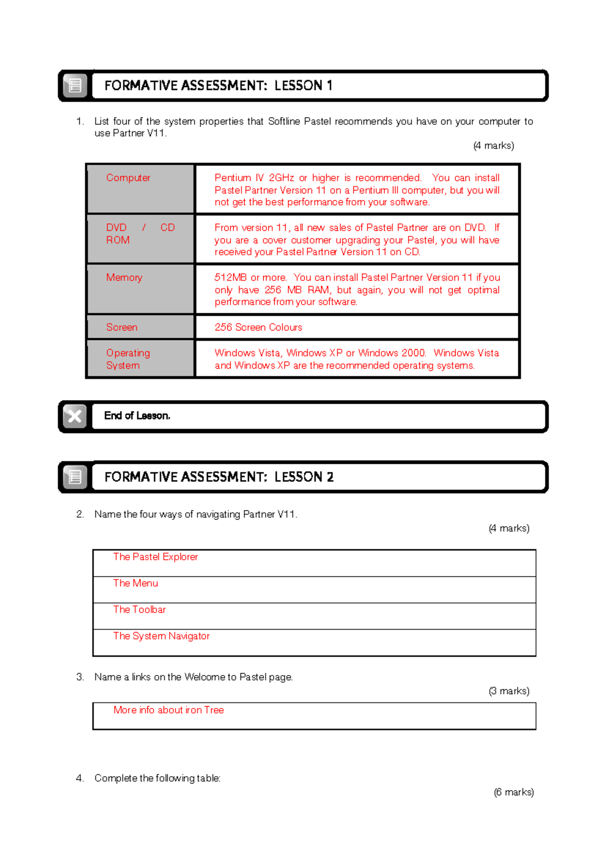 AIN2601: Solutions to Pastel Partner V11 Manual Questions (Lessons 1-10 ...