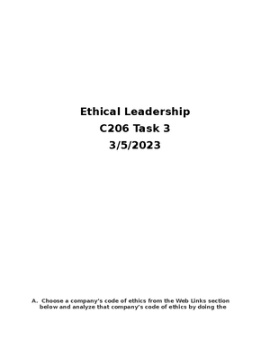 Ethical Leadership Task One - Marcasa Ahlstrom – Student # 001299915 C206 - Ethical Leadership ...