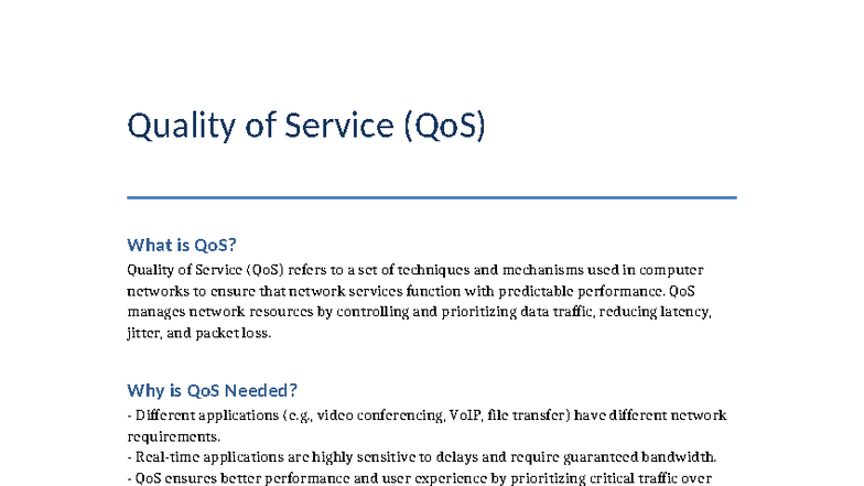 QoS Techniques and Parameters: English Notes on Quality of Service ...