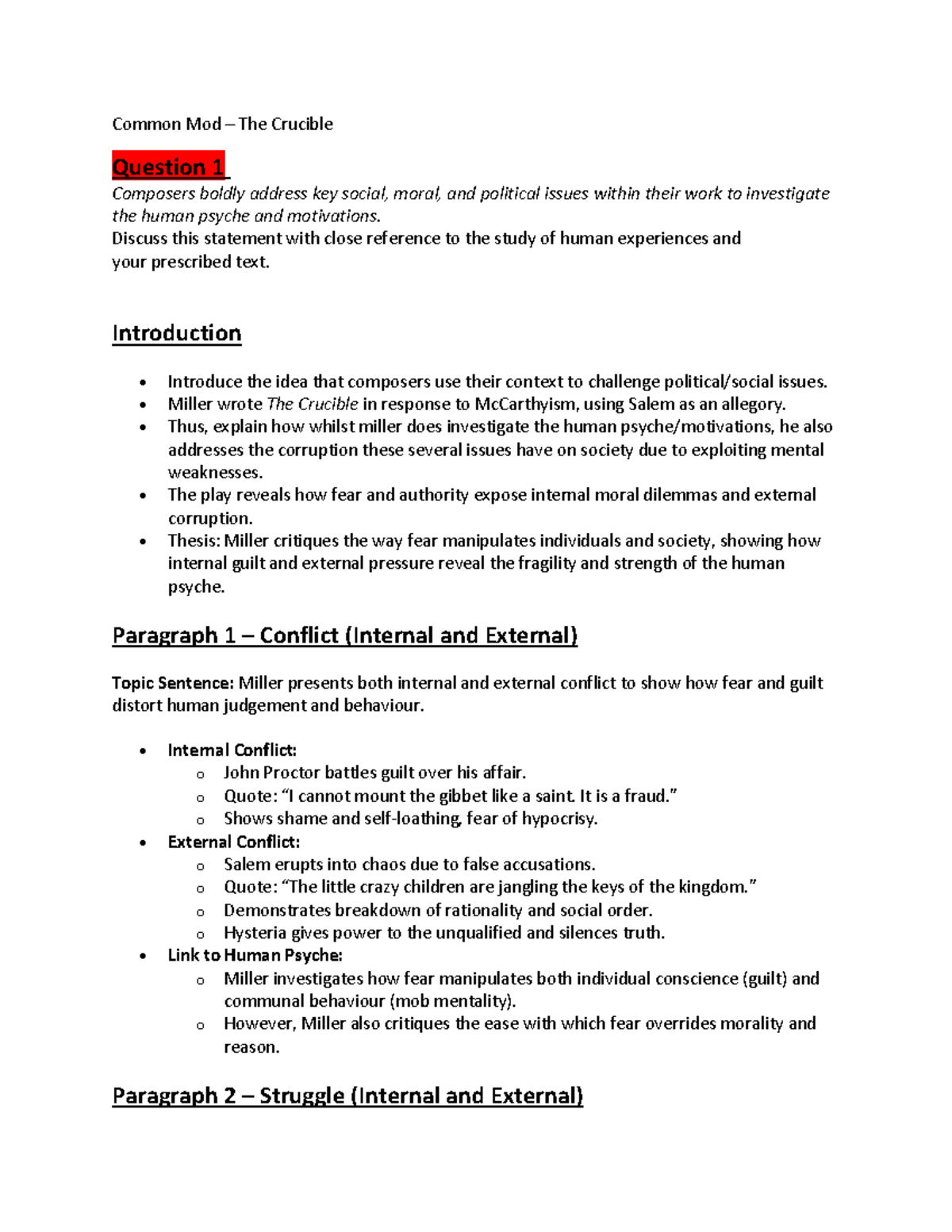 Crucible Essay Plans: Exploring Truth and Falsehood in Miller's Play ...