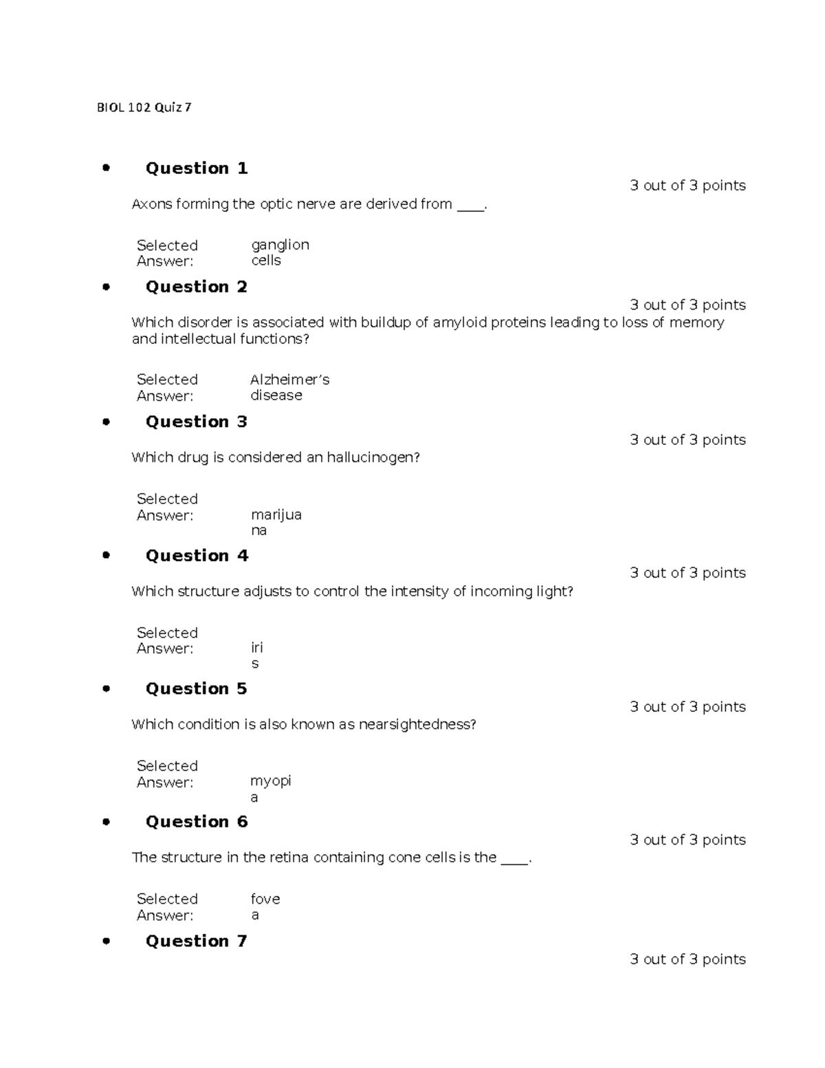 BIOL 102 Quiz 7 - Answers for Chapter 7 Questions and Solutions - Studocu