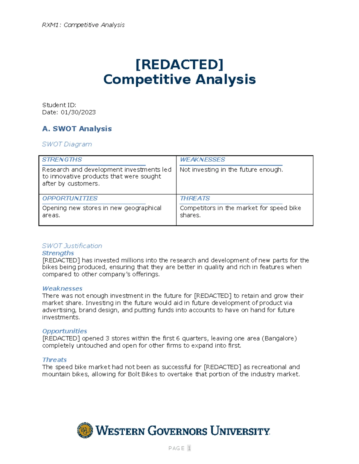 D361 Task 1 - Superior Bike Business Performance Report - Studocu