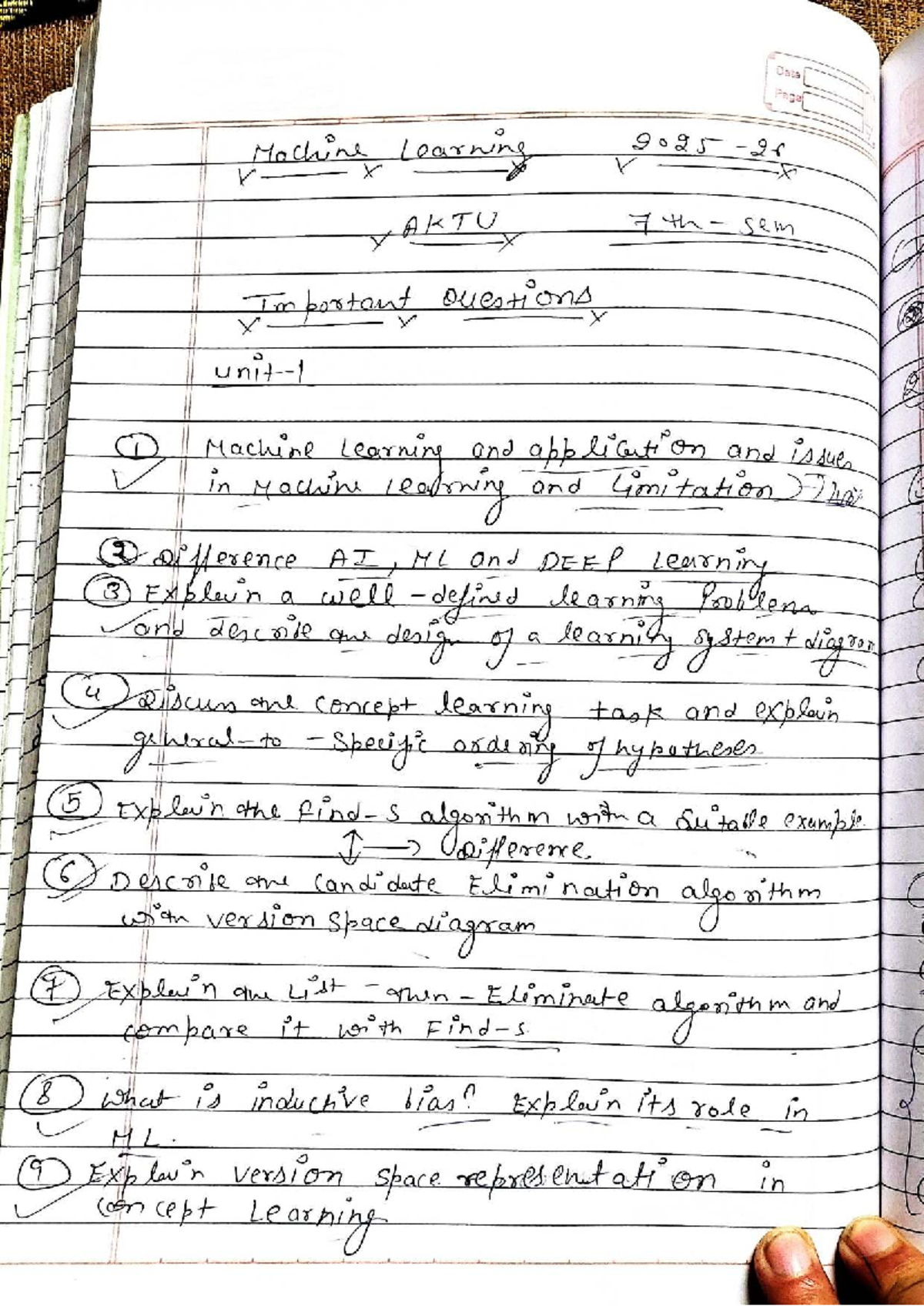 Machine Learning (ML) Important Questions for AKTU 7th Sem - Studocu