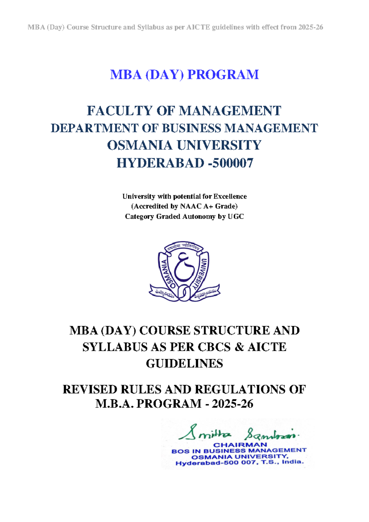 MBA (Day) Course Structure & Syllabus 2025-26: Notes for Sem 1-2 - Studocu