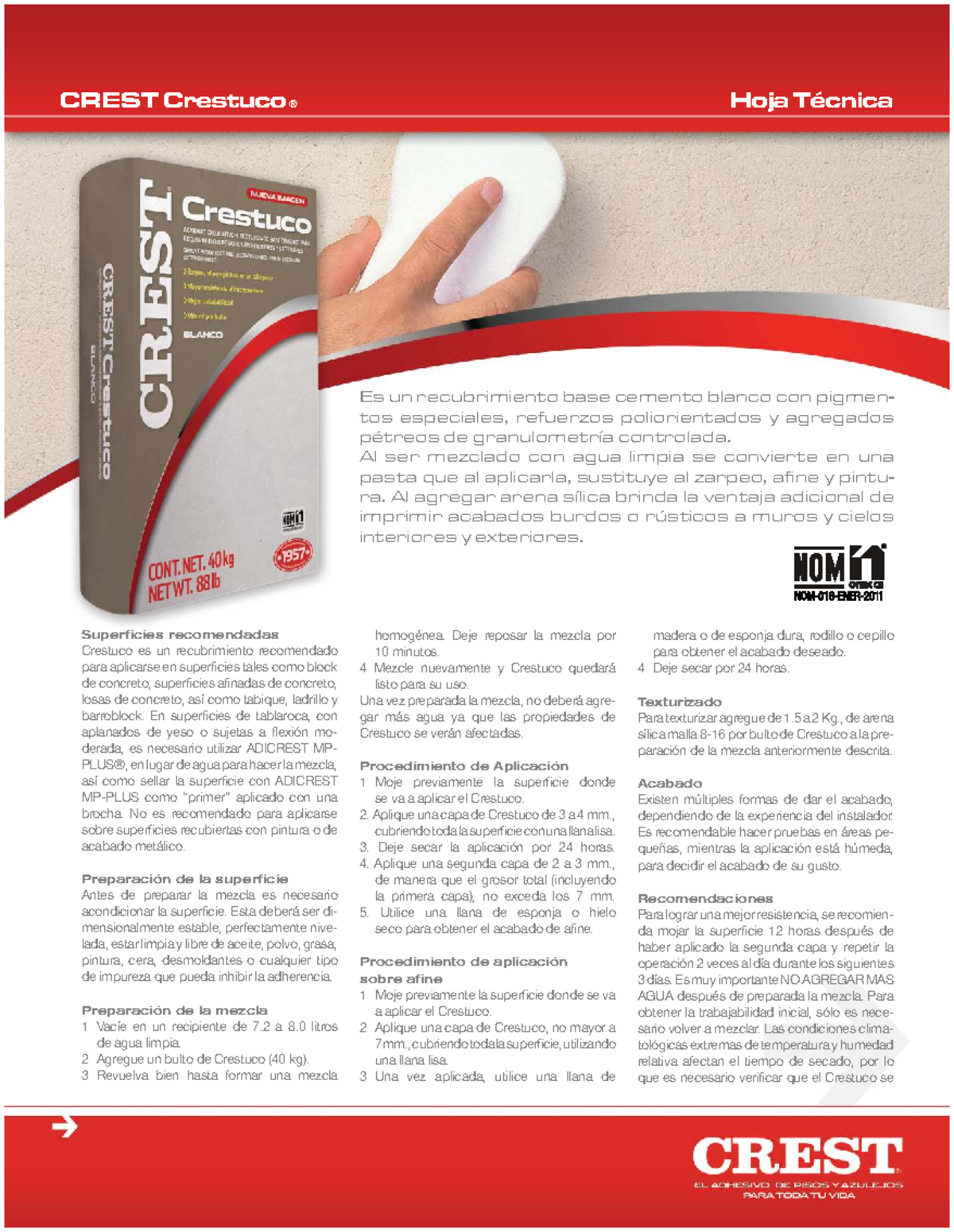 CREST Crestuco Hoja Técnica: Aplicación y Recomendaciones - Studocu