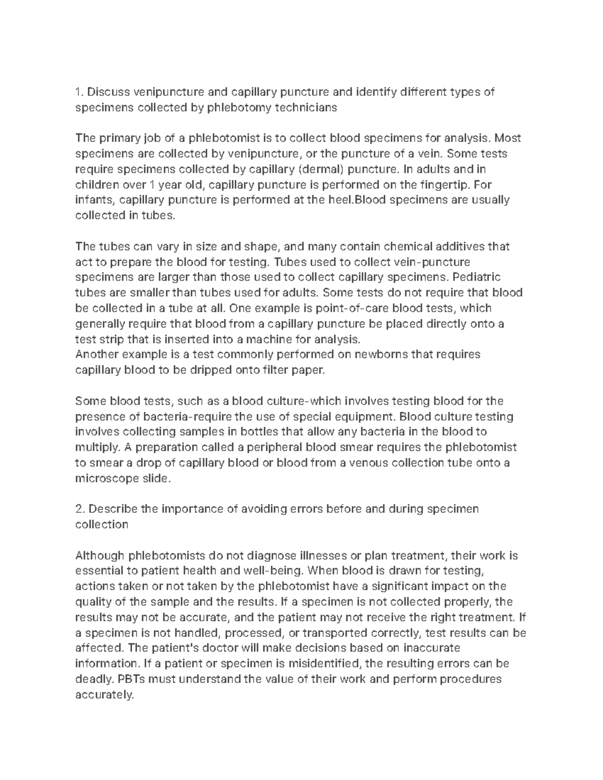 Phlebotomy Techniques and Best Practices for Specimen Collection ...