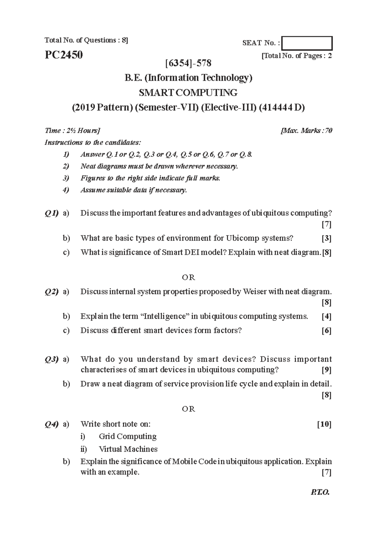 Smart Computing Exam Q&A - PC2450 - Nov 2024 - Studocu