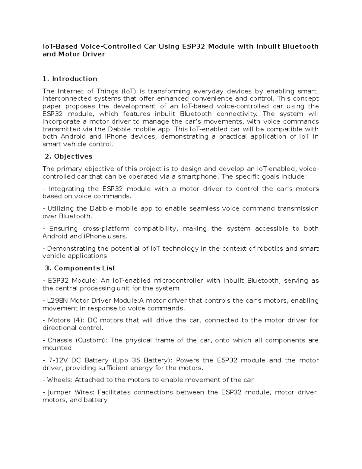 IoT-Based Voice-Controlled Car Project: ESP32 Module Overview - Studocu