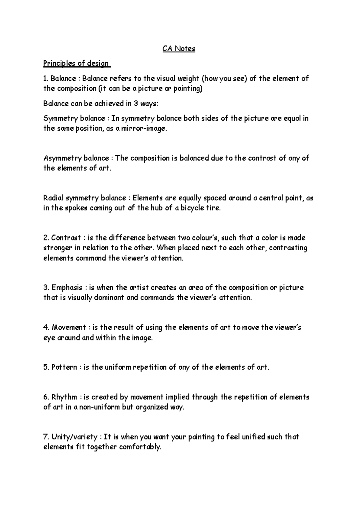 CA Notes: Principles of Design - Balance, Contrast, Emphasis & More ...