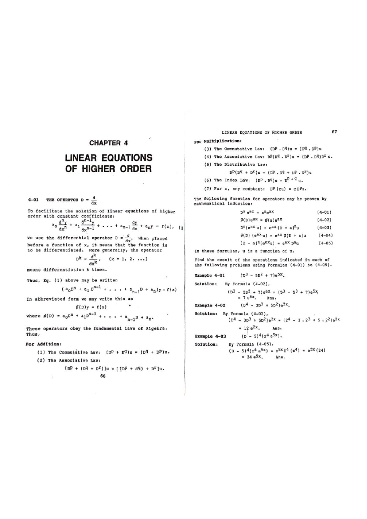 Chapter 4 Linear Equations OF Higher Order - LINEAR EQUATIONS OF HIGHER ...