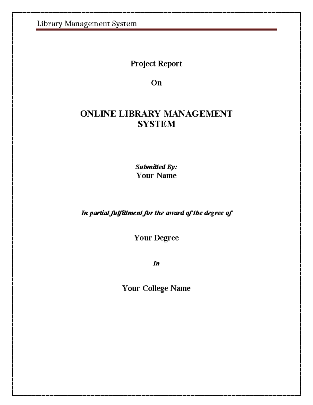 Library Management System Project Report (2023) - Studocu