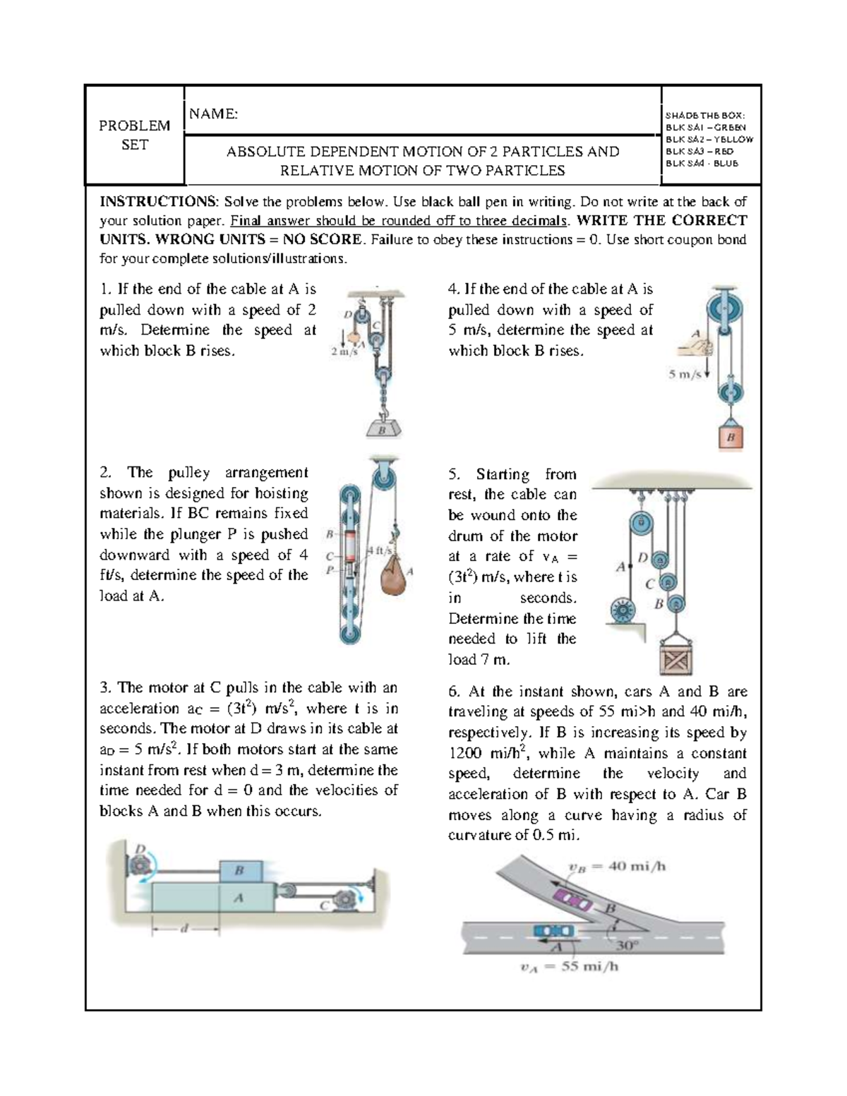 QUIZ: Absolute Dependent Motion of 2 Particles - Dynamics 1 - Studocu