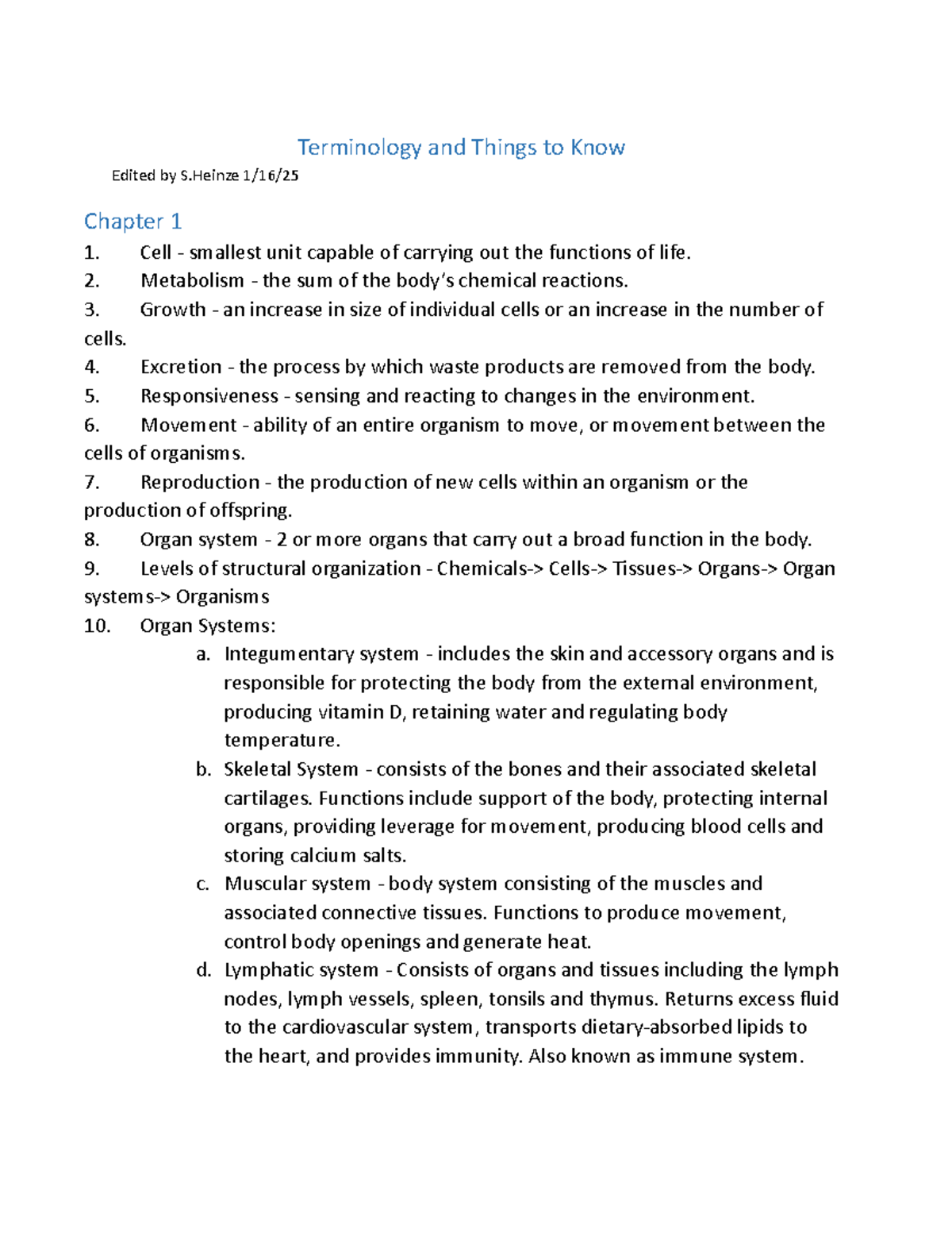 BIO 201 Chapter 1: Key Terms & Concepts in Cell Biology - Studocu