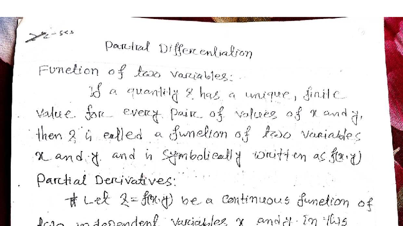 Partial Differentiation of Functions of Two Variables: Concepts and ...