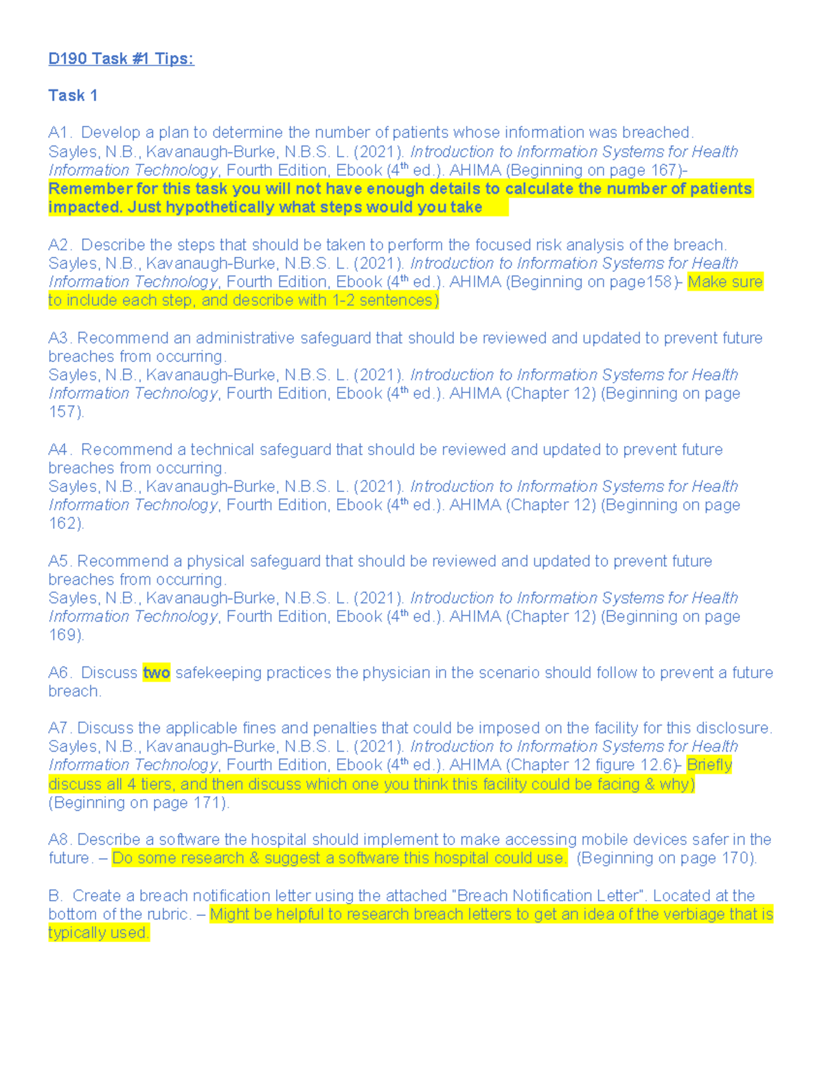 D190 Task #1 Breach Analysis and Safeguard Recommendations Notes - Studocu