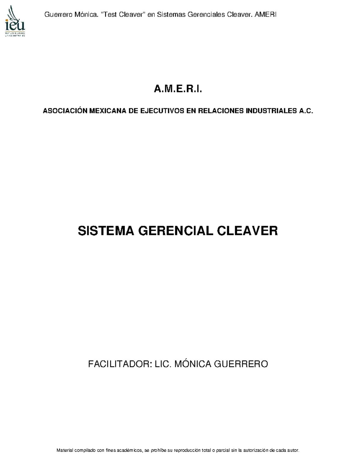 Manual Cleaver - Test de la personalidad - Administración de recursos ...