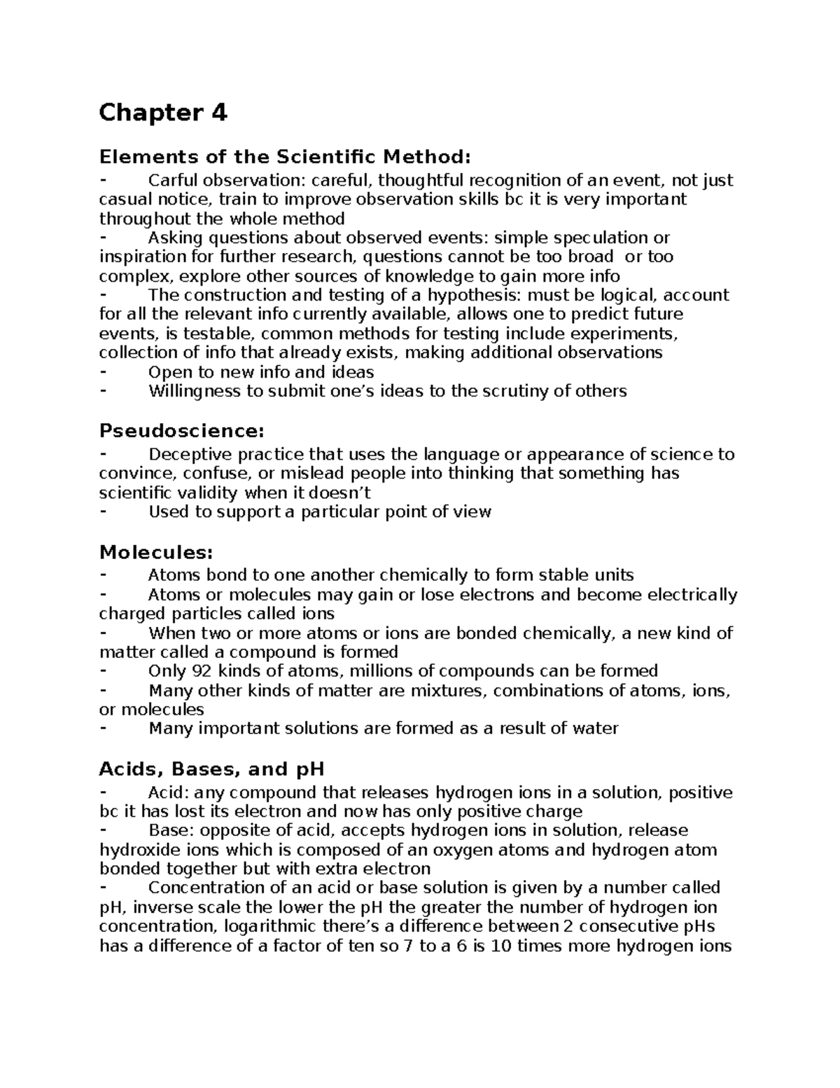 Chapter 4- Scientific Method - Chapter 4 Elements of the Scientific ...