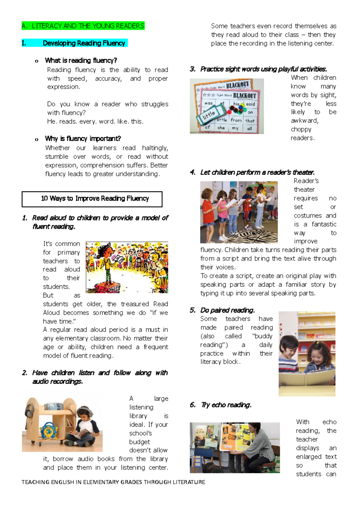 ENG 102 Final Exam: Strategies for Enhancing Young Readers' Literacy ...