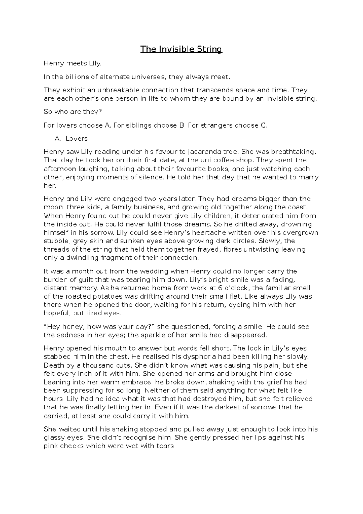 IA3 Final - Short Story: The Unbreakable Connection - 24/25 - Studocu