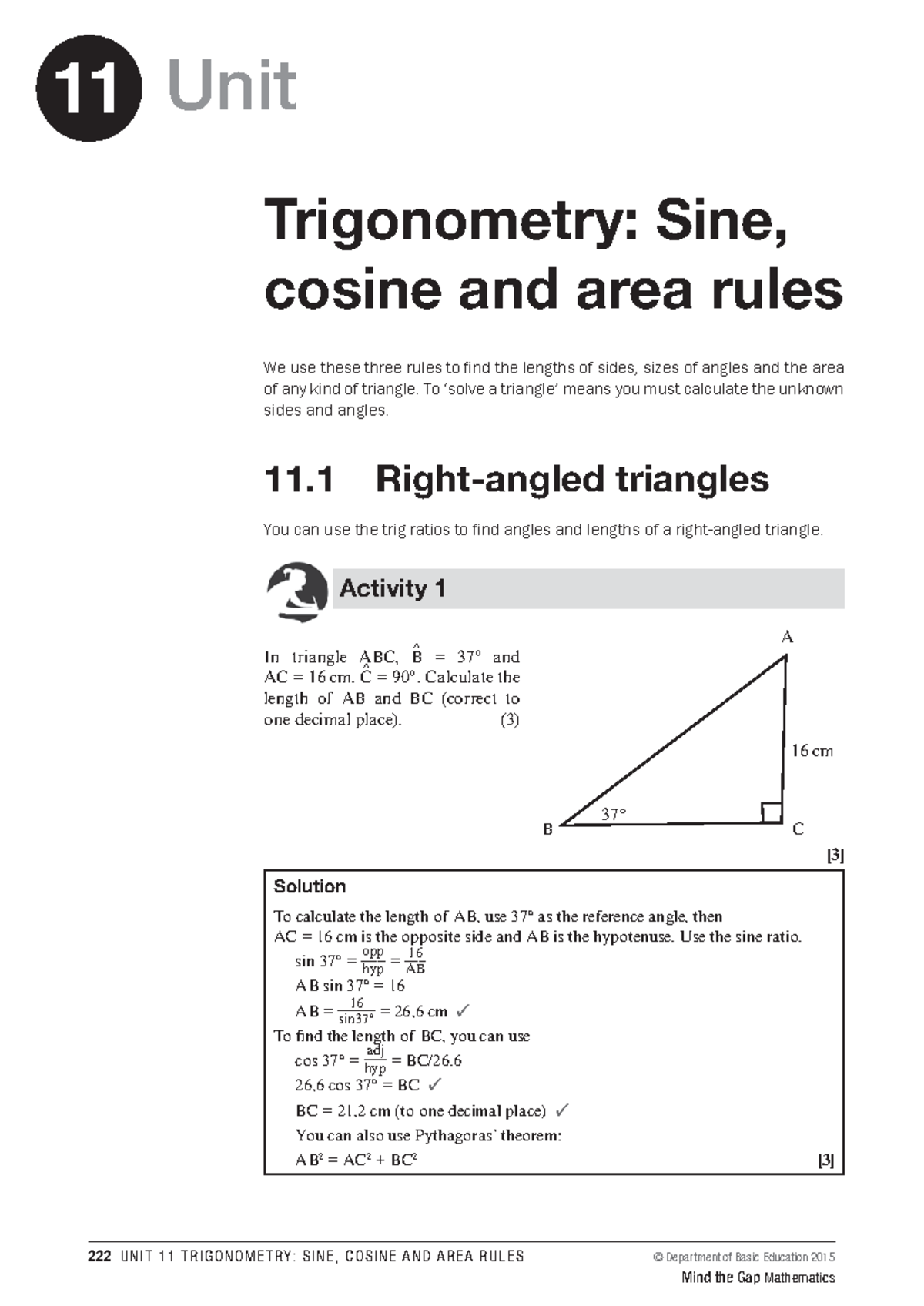 Unit 11: Trigonometry - Sine, Cosine & Area Rule Notes (TGS 101) - Studocu