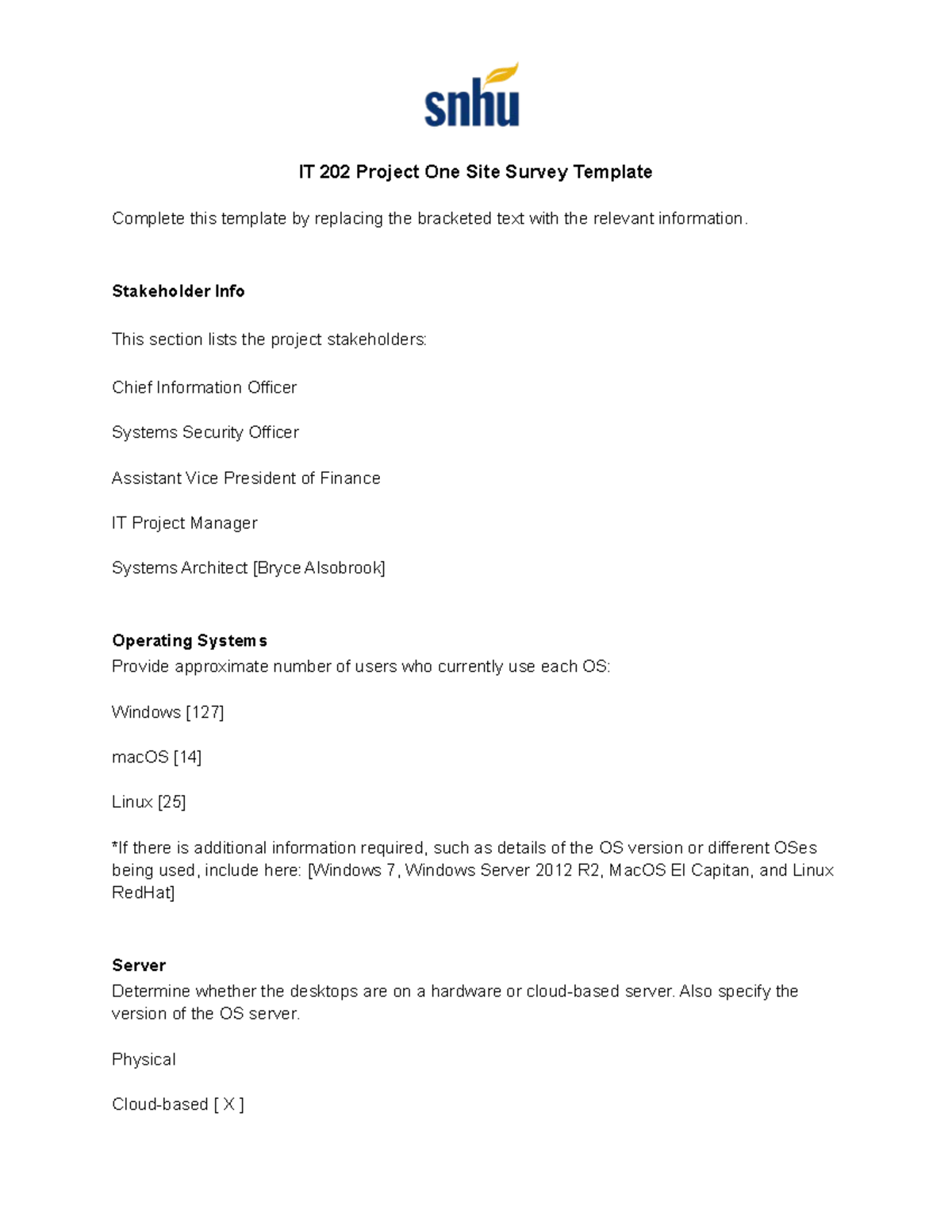 IT 202 Project One Site Survey (2) - IT 202 Project One Site Survey ...