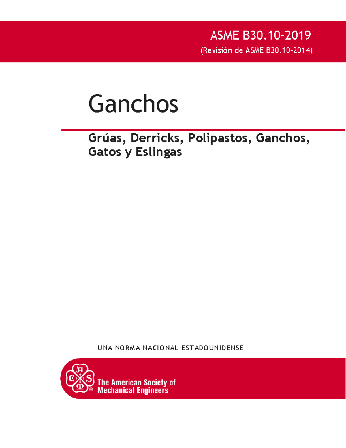 574040476 Asme b30 10 2019 Espanol - Ganchos Gr ̇as, Derricks, Polipastos, Ganchos, Gatos y ...