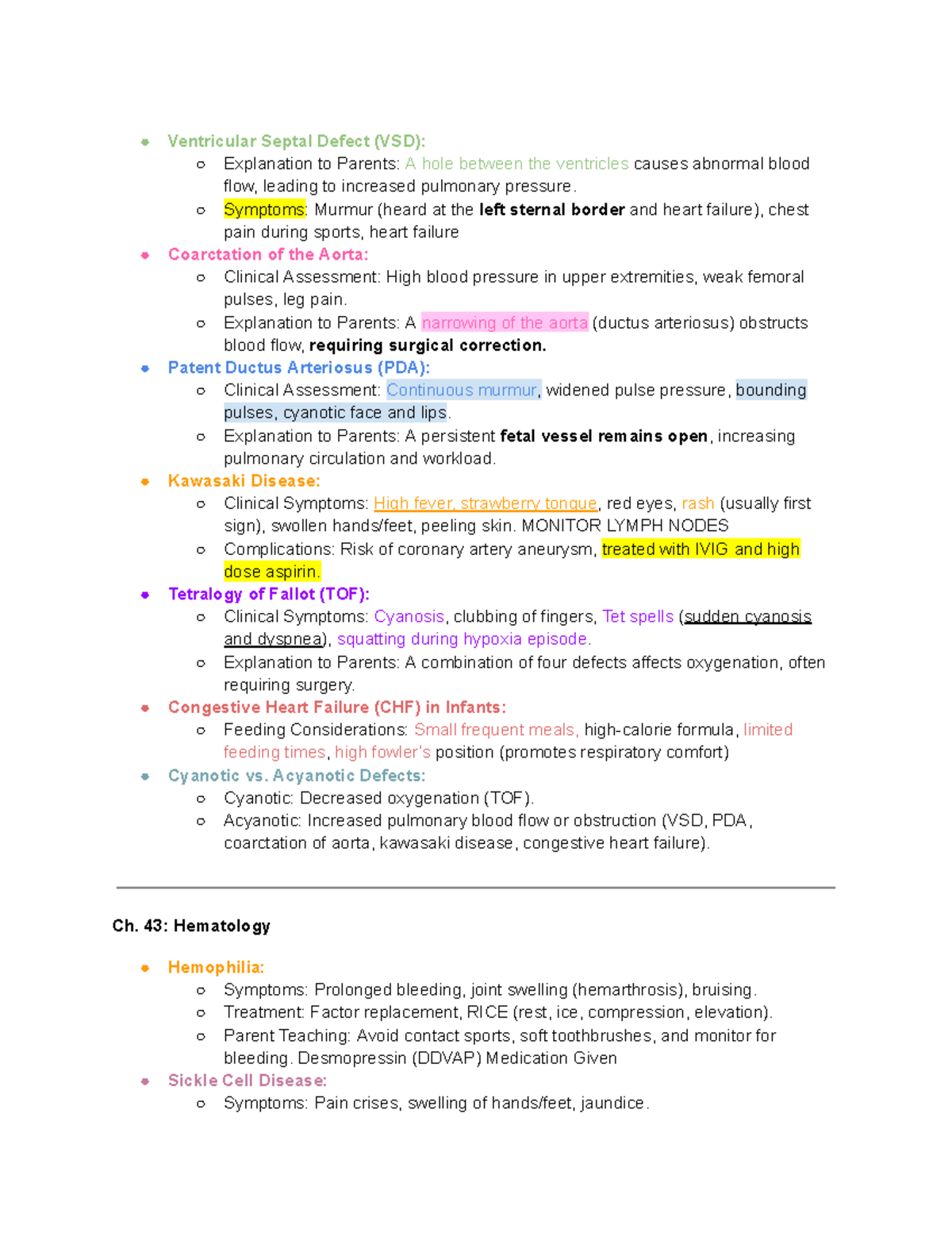 Exam 3 Study Guide: Pediatric Cardiology & Endocrine Disorders - Studocu