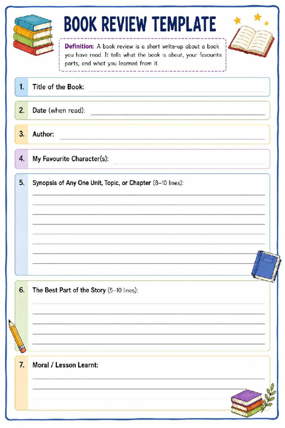Book Review Template for Grade 4 (GR4) - Studocu