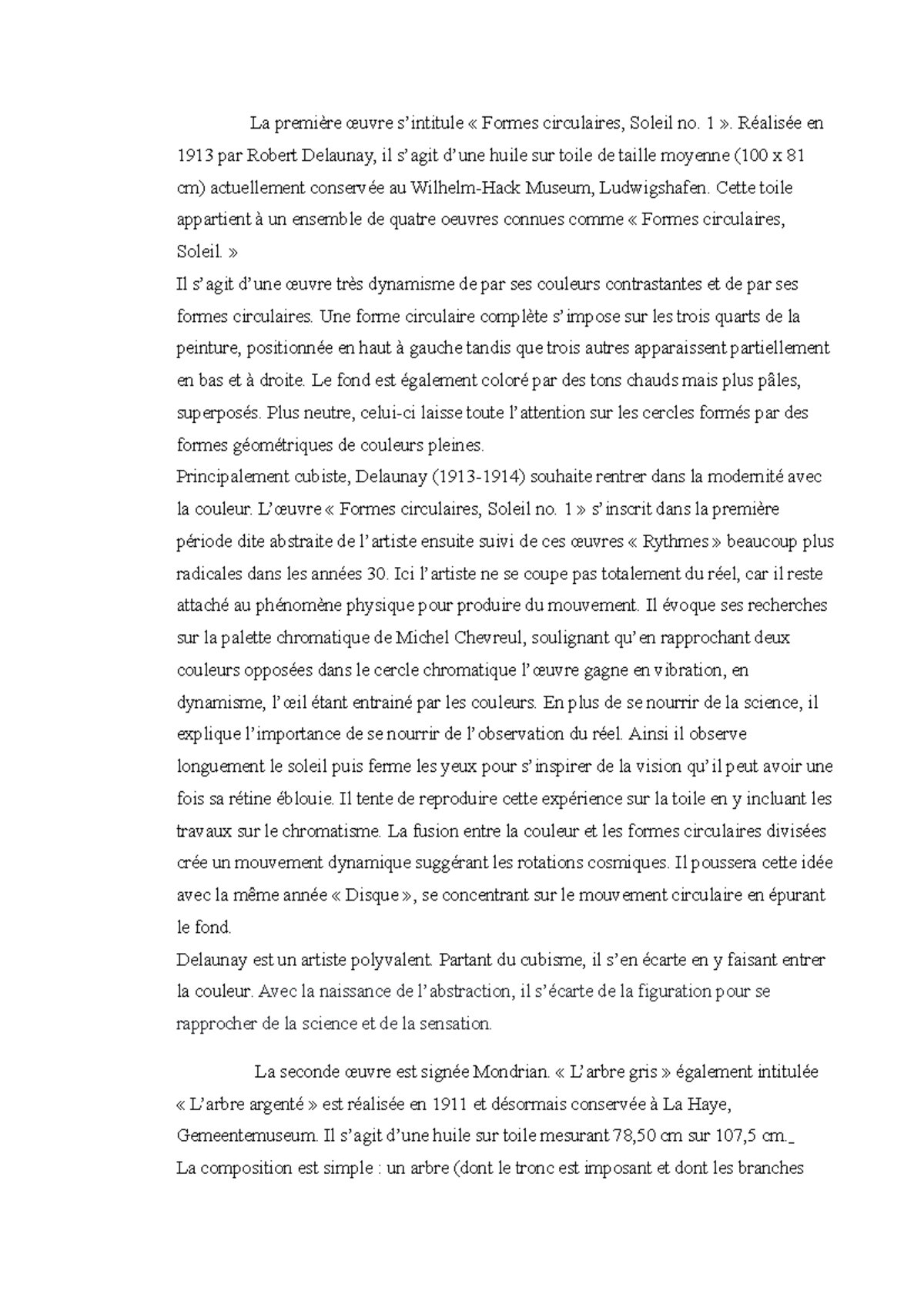 Analyse d'oeuvre contemporain - La première œuvre s’intitule « Formes ...