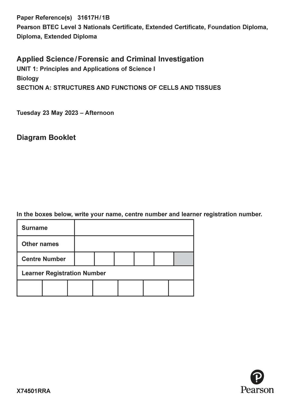BTEC Level 3 Applied Science Unit 1: Cell Structures & Functions DB ...