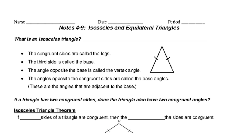 ISOS 101: Isosceles & Equilateral Triangles Notes - Studocu