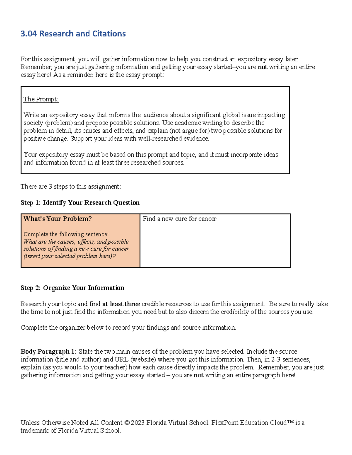 Copy of 3.04 Research and Citations Assessment & Rubric - 3 Research ...