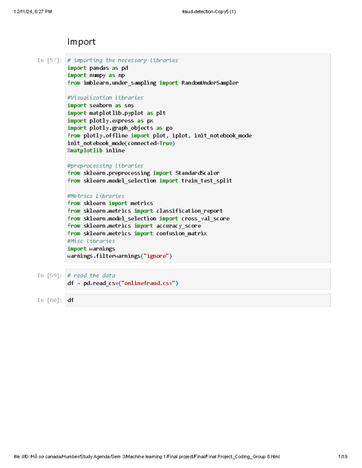 Final Project Coding - Import importing the necessary libraries import import pandasnumpy asas ...