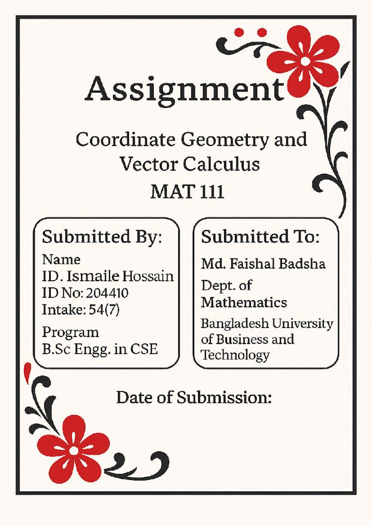 Assignment Cover Page Electric Circuit Assignment Coordinate