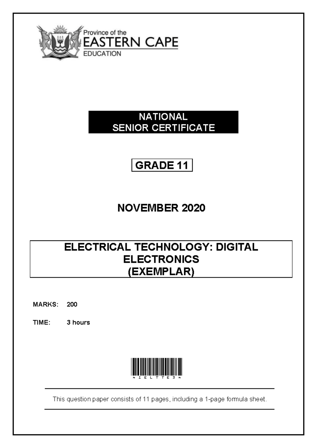 Electrical Technology Digital Electronics QP Memo EC/NOV2020 - Studocu