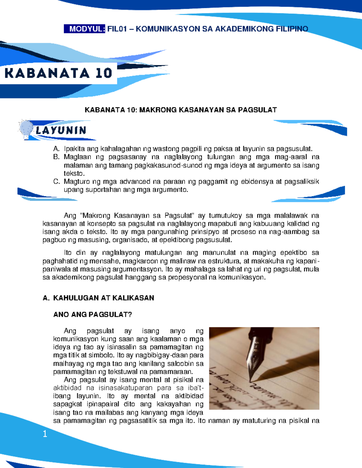 Kabanata 10: Makrong Kasanayan sa Pagsulat 010002 - Gamit at Proseso ...
