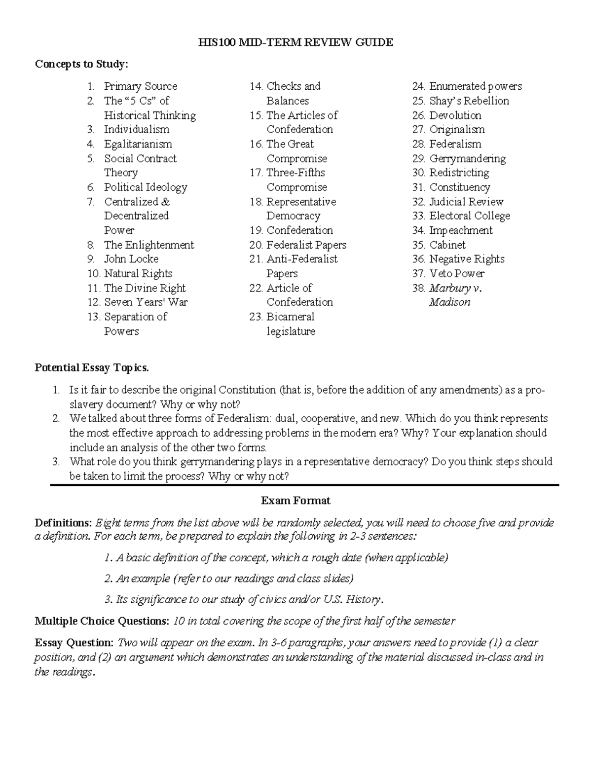 HIS100 Mid-Term Review Guide: Key Concepts & Essay Topics - Studocu