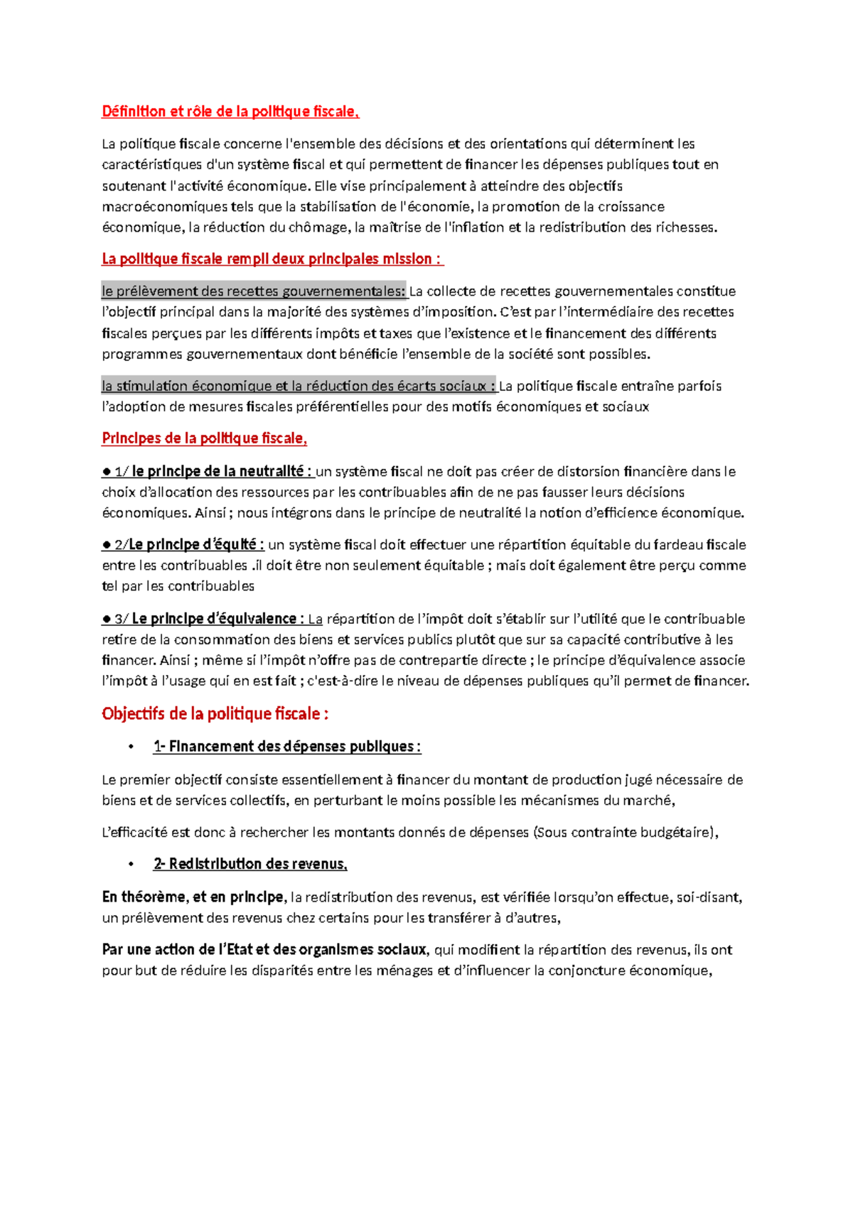 Résumer de la politique fiscale - Définition et rôle de la politique ...