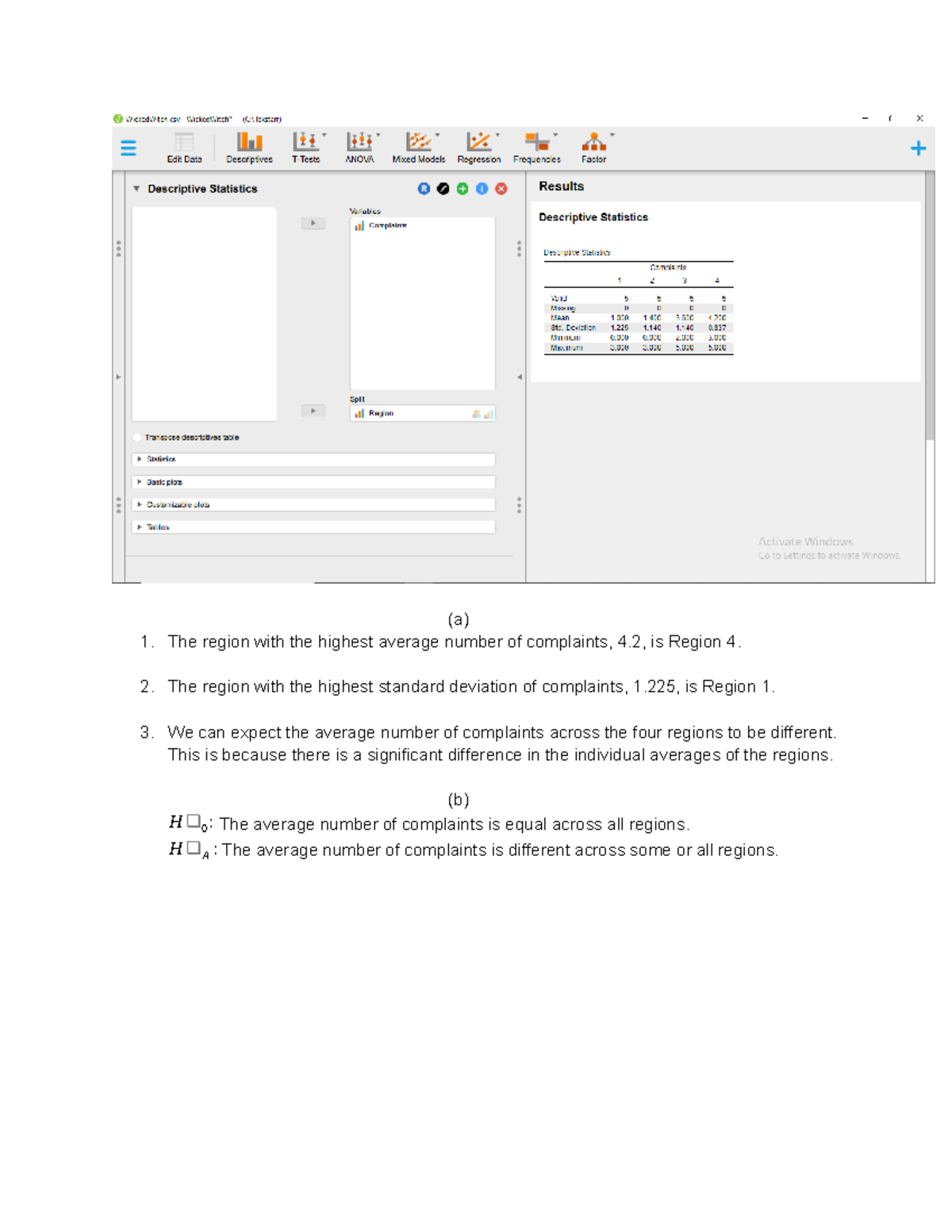 MATH 1281-01 Week 5 Assignment: Complaint Analysis & Hypothesis Testing ...