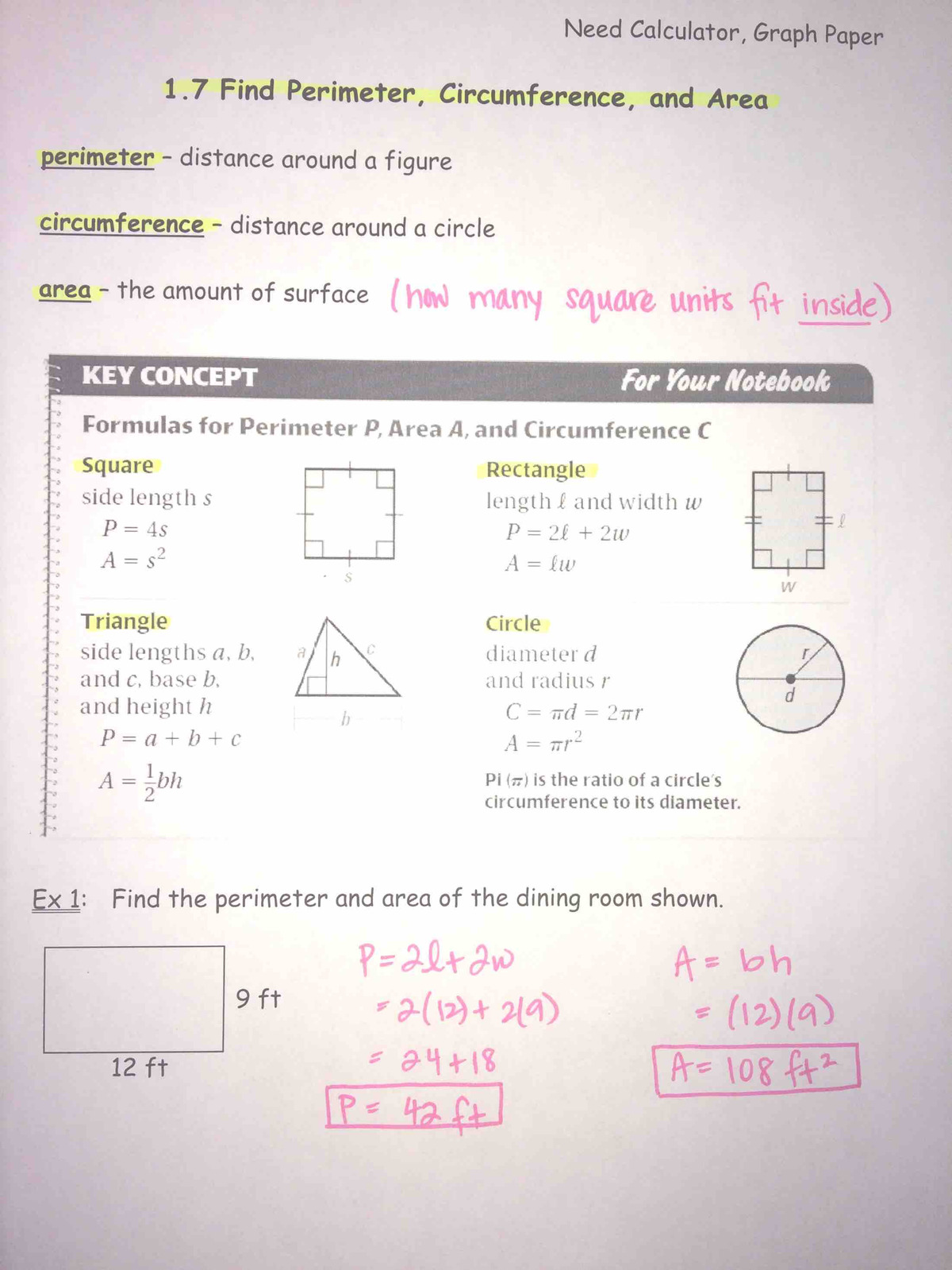 1.7_find_perimeter_circumference___area_notes - Need Calculator, Graph ...