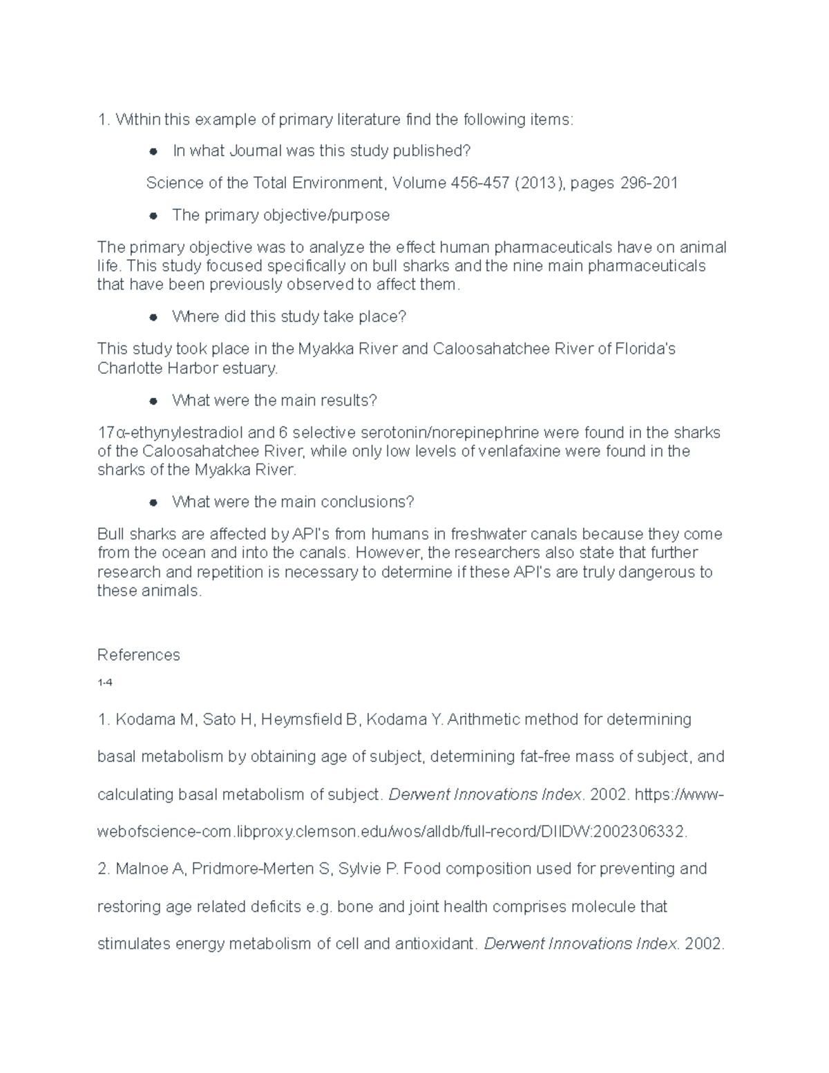 Data Analysis: Primary Literature - Within this example of primary ...