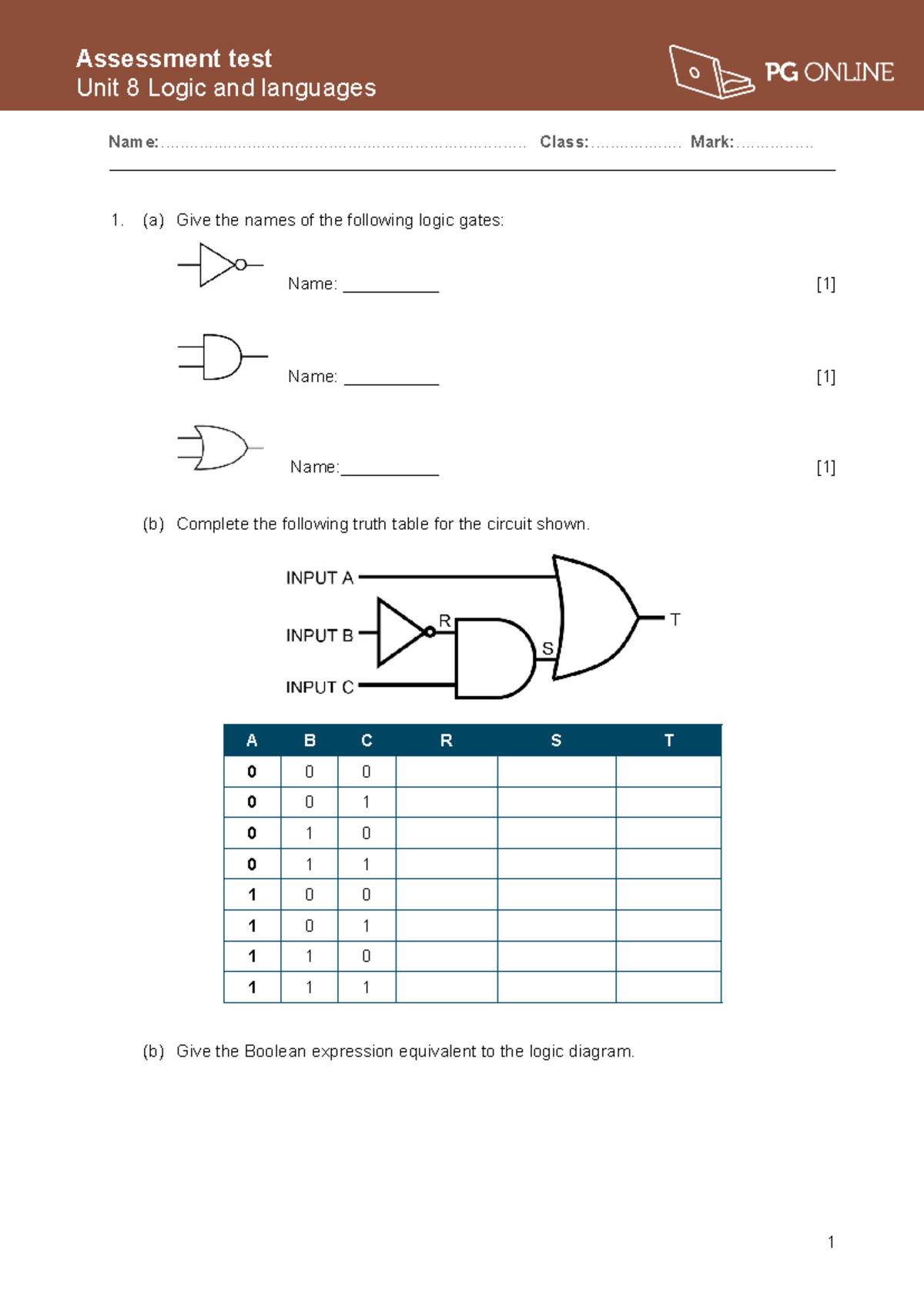 Unit 8 Assessment: Logic and Languages Overview and Exercises - Studocu