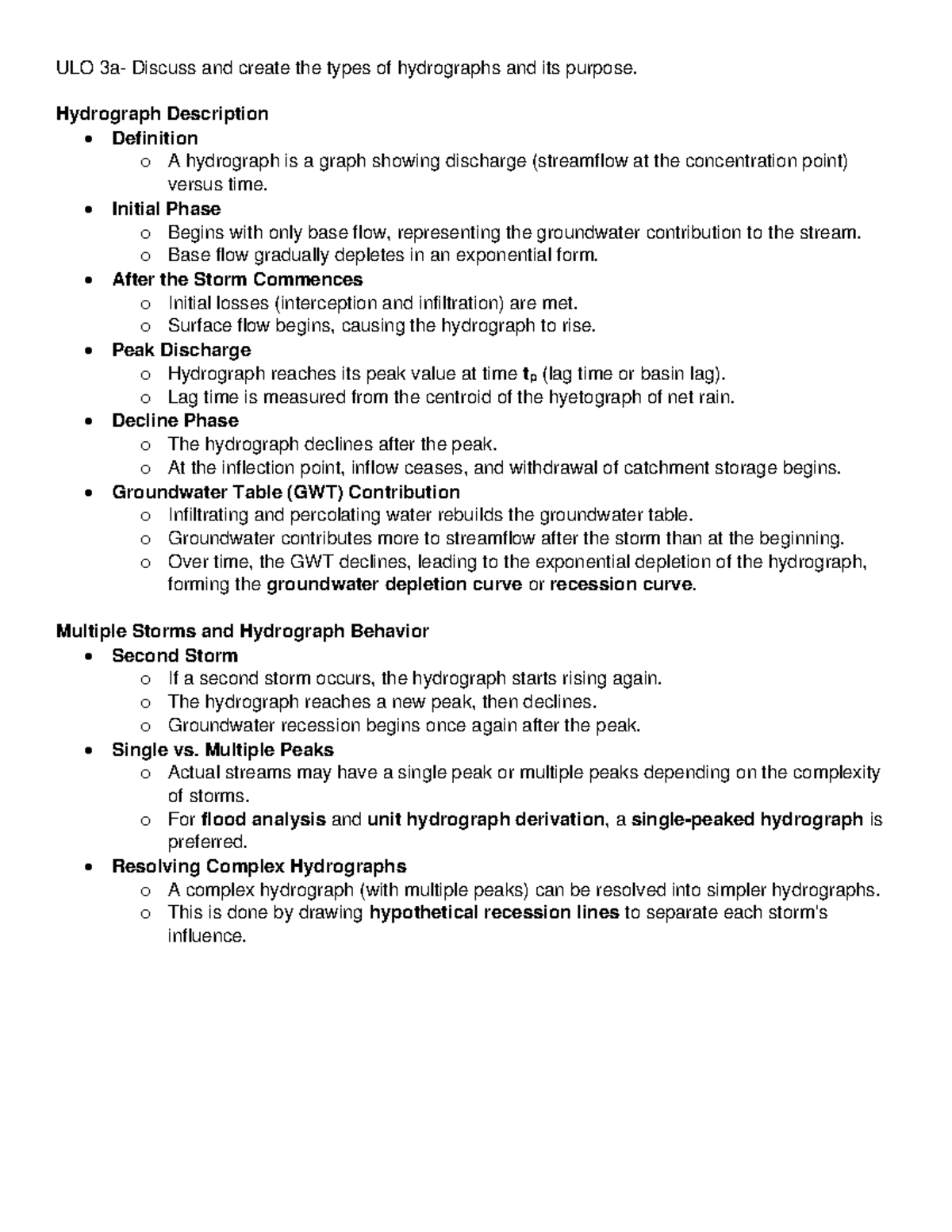 Hydrograph Analysis and Characteristics: ULO 3a - Unit Hydrograph ...