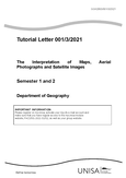GGH2603 - Unisa - The Interpretation of Maps, Aerial Photographs and ...